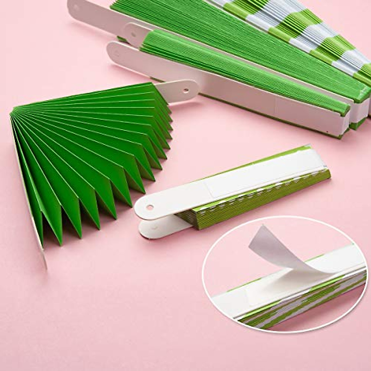 ONUPGO Green Paper Fan Decorations Set -12PCS Hanging Paper Fans Flower Set, Mexican Fiesta Kids Round Pattern Paper Garlands Party Favor Banner for Wedding Birthday Baby Shower Event Accessories