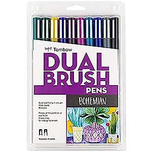Tombow Dual Brush Pen Bohemian Marker, 10 Piece