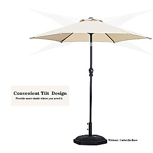 HYD-Parts 7.5FT Patio Umbrella Outdoor Table Umbrella,Market Umbrella with Push Button Tilt and Crank for Garden, Lawn, Deck, Backyard & Pool (Khaki)