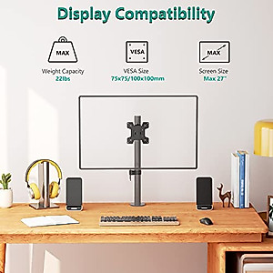 WALI VESA Mounting Plate for WALI Monitor Mounting System, VESA 75 by 75 mm and 100 by 100 mm (VES01), Black