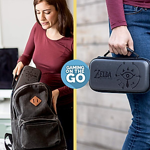 Game Traveler Zelda Nintendo Switch OLED Case - Fits Switch OLED, Original Switch & Switch Lite, Adjustable Viewing Stand & Bonus Game Cases, Deluxe Carry Handle, Licensed Nintendo Switch game case