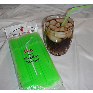 IGC 100 Straws - Flex/Flexible Drinking Straws - Luau - Wedding - Party - Lime Green - 100 Flexible Straws