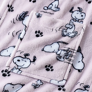 Berkshire Blanket Peanuts® Snoopy VelvetLoft® Soft Lightweight Women Robes, Short Hooded Robe with Pockets, Gifts for Women(Peanuts Poses and Paws Lavender, Large)