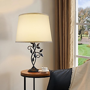 Lamp Shades Set of 2, 11"x13"x10" Large White Lampshades, Drum Lampshade for Table Lamps Floor Lamp, Natural Linen Fabric Replacement Lamp Shade, Hand Crafted Medium Lampshade, Easy Assembly