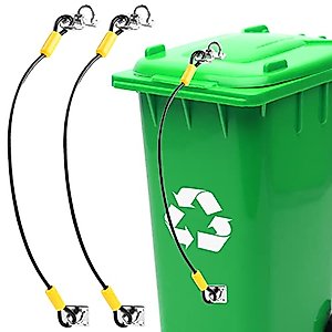 WXJ13 2 Pack Trash Can Lock Metal Outdoor Trash Can Lid Lock Animal Trash Can Lock Durable Steel Wire Rope for Prevent Garbage Spillage