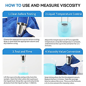 BAOSHISHAN NO.4 Zahn Cup Viscosity Cup #4 Dip Type 44ml Stainless Steel Viscometer Flow Cup for Paint Finishes Oil