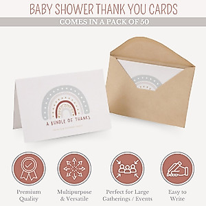 Baby Shower Thank You Cards with Envelopes, 50 Pack, Baby Girl Shower, Baby Boy Shower, Gender Neutral, Baby Shower Thank You Notes, Baby Shower Cards, Baby Thank You Cards for Girl, Baby Thank You