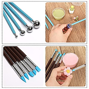 RUBFAC Clay Tools, 24pcs Polymer Clay Tools, Modeling Clay Sculpting Tools Set Pottery Tools with Air Dry Clay Tools Ball Stylus Dotting Tools Rock Painting Kit for Sculpture Pottery