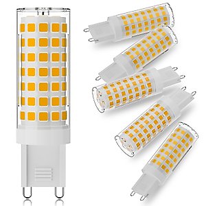 DUMILOO G9 LED Bulb 6W,60W Halogen Equivalent,2700K Warm White,High Brightness 600LM, AC120V T4 G9 Bulbs with Long Lifespan for Chandeliers Home Lighting,G9 Bi-Pin Ceramic Base,Non-Dimmable,6 Pack