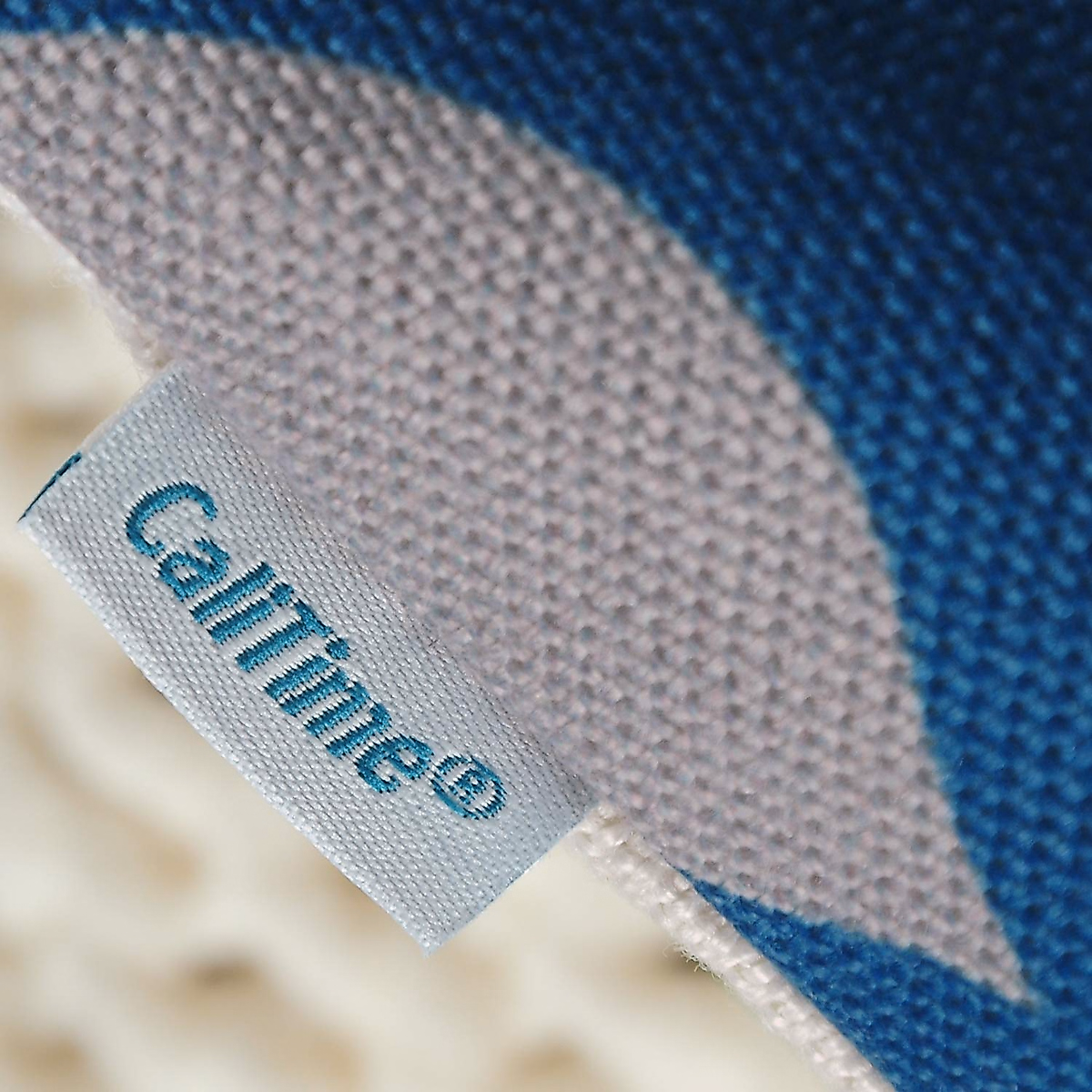 CaliTime Canvas Throw Pillow Cover Case for Couch Sofa Home Decoration Floral Cartoon Shadow Bird Silhouette 18 X 18 Inches Deep Sea Blue Ground Grey Bird