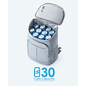 OlarHike Cooler Backpack, Soft Leak-Proof 30 Cans Insulated Backpack Cooler Bag for Picnics Hiking Camping (Grey)