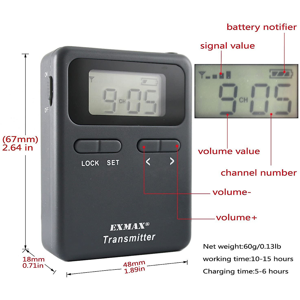 EXMAX Wireless Tour Guide/Monitoring Audio System with 32-slot Charge Case for Tour Guide,Tourism,Conference,Training,Church,Outdoor Scenic Spots(2 Transmitters 30 Receivers with 32-slot Charge Case)