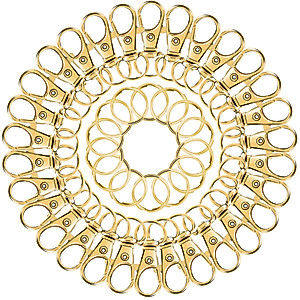 100PCS Gold Swivel Clasps Lanyard Snap Hooks with Key Rings, Key Chain Clip Hooks Lobster Claw Clasps for Keychains Jewelry DIY Crafts