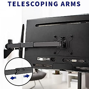 VIVO Premium Dual Ultra Wide LCD LED 27 to 38 inch Monitor Wall Mount, Heavy Duty, Telescoping Arms, Flush Wall Setup, Fits 2 Screens, Black, MOUNT-TS38B