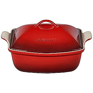 Le Creuset Heritage Stoneware Deep Baker with Lid, 4.5 qt., Cerise