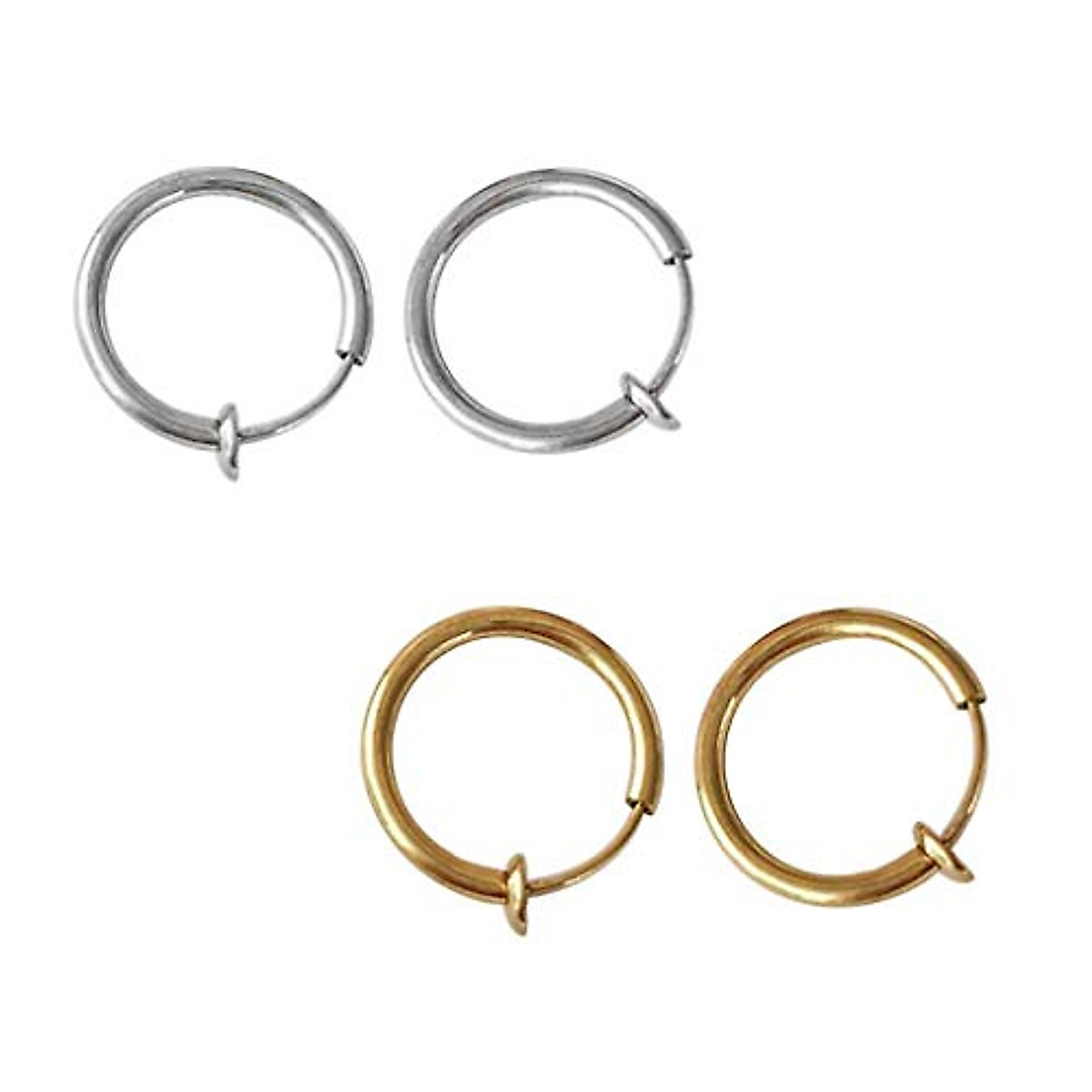 Clip on Body Nose Lip Ear Fake Retractable Earrings Hoop Earrings Septum 2 Pairs KANGMOON
