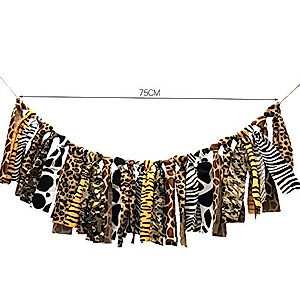 Jungle Safari High-Chair Banner Party Supplies - African Zoo Animal Wild One Birthday Baby Shower Party Banners Supplies Photo Booth Backdrop Props Decorations