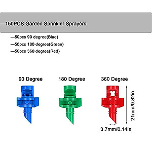 150 PCS Micro Atomizing Garden Sprinkler Sprayer,Garden Lawn Water Spray Misting Nozzle for Plants Irrigation System(90/180/360 Degree)