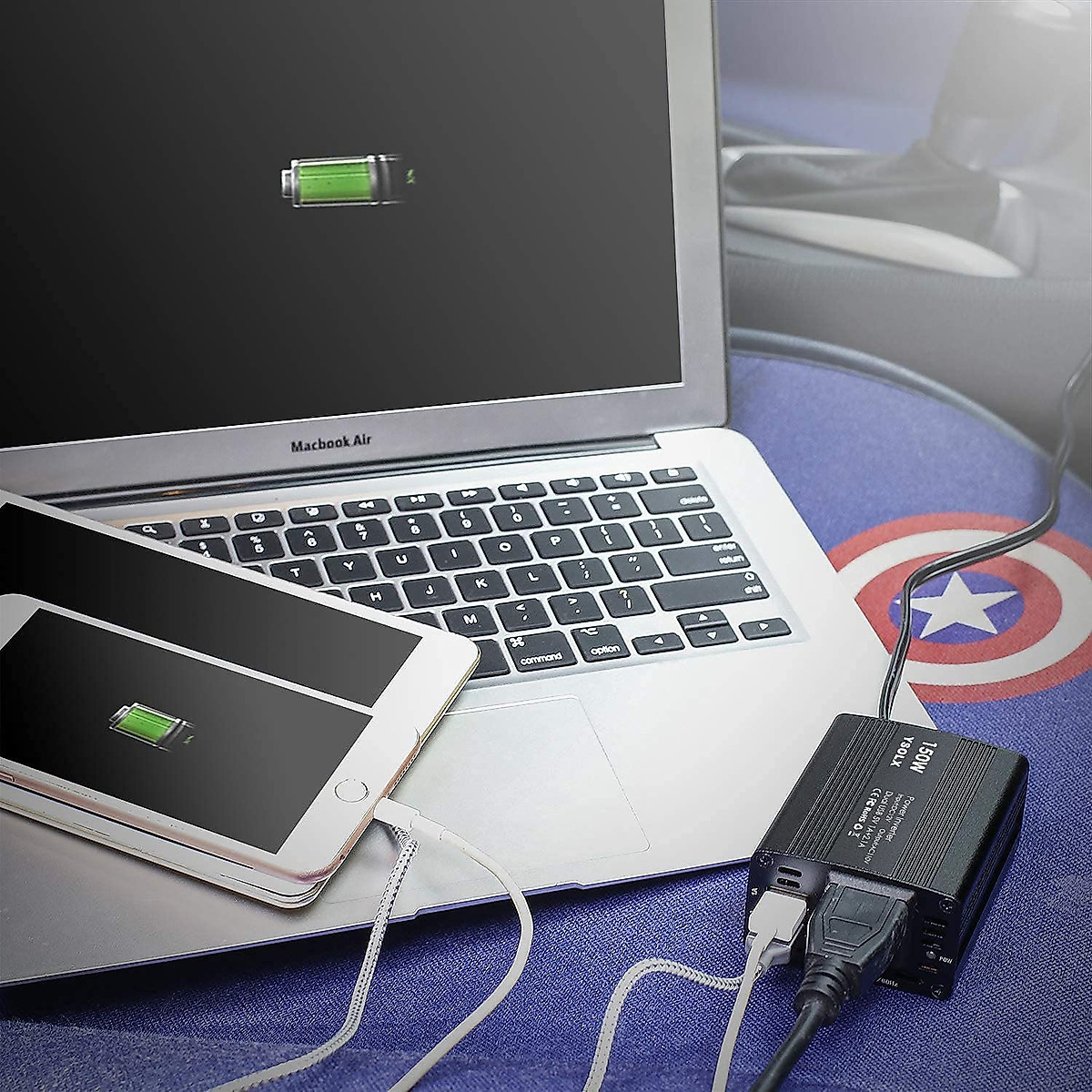 YSOLX 150W Power Inverter DC 12V to 110V AC Converter Car Plug Adapter Outlet Charger for Laptop Computer