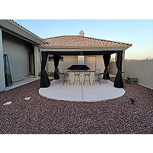 Domi Louvered Pergola 12' × 16', Outdoor Aluminium Pergola with Adjustable Roof, Curtains and Netting, Hardtop Gazebo for Patio, Deck, Garden, Yard, Beach(Gray)