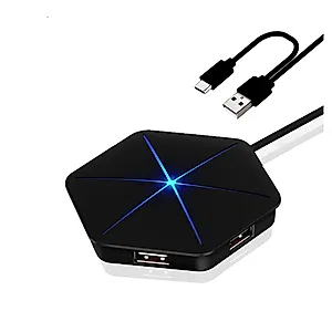 WJCCY 6 Port USB2.0 Hub 1m Cable Splitter with TF SD Card Reader Cool Light Charging USB 2.0 3.0 Hub for Multi-Device Desktop Laptop