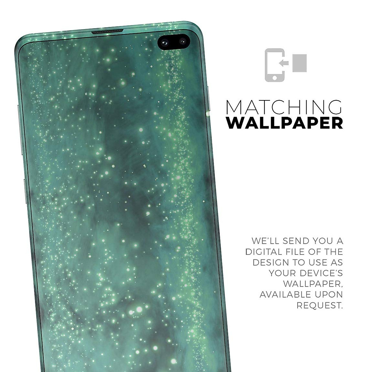 DesignSkinz Glowing Green Orbs of Light Protective Vinyl Decal Wrap Skin Cover Compatible with The Samsung Galaxy S20 (Screen Trim & Back Glass Skin)