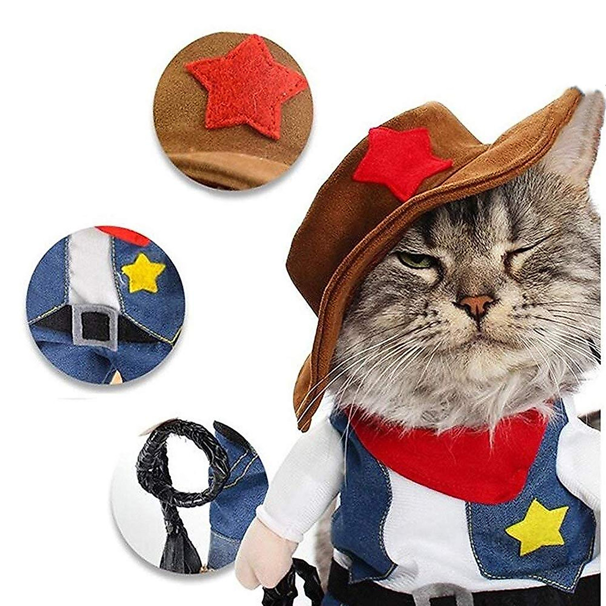 NACOCO Cowboy Dog Costume with Hat Dog Clothes Halloween Costumes for Cat and Small Dog (Small)