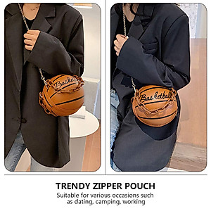 Basketball Shape Handbags Fashion PU Round Purse Tote Shoulder Bag Adjustable Strap Messenger Bag for Women Girls