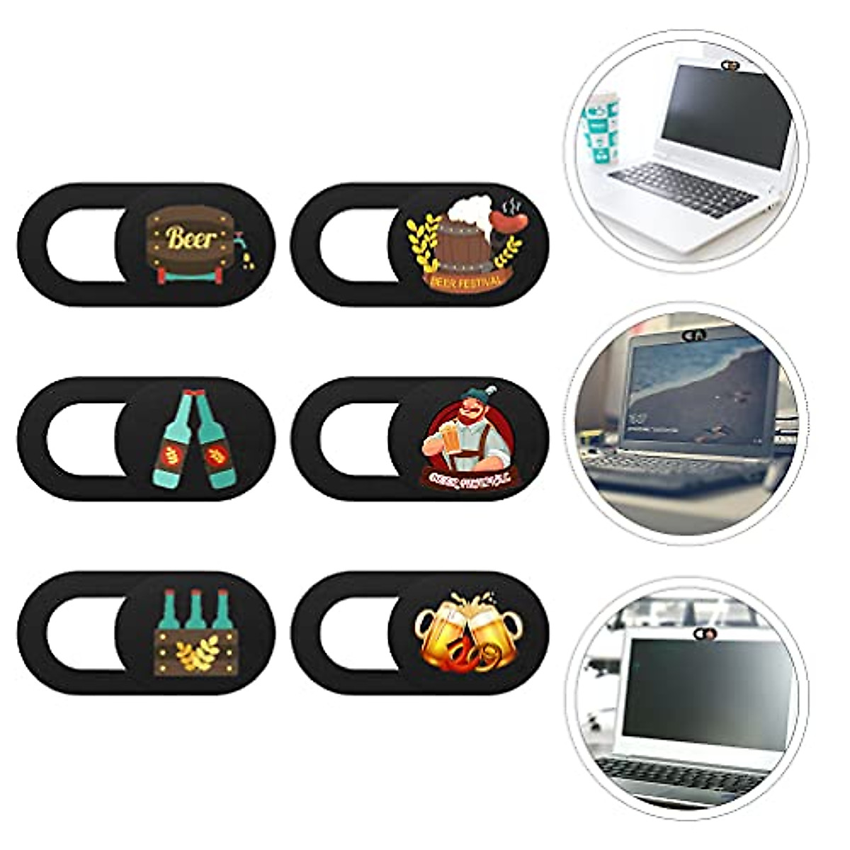 OSALADI USB Camera USB Camera 6pcs Webcam Cover Camera Blocker Beer Pattern Laptop Camera Lens Slider Webcam Lens Protector Lens Privacy Cover Webcam Lens Cap Shutter USB Camera Desktop Camera