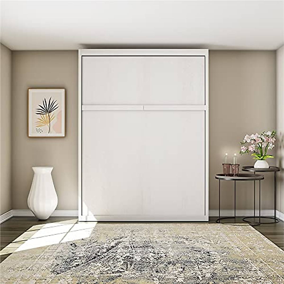 Signature Sleep Modern Wood Queen Murphy Wall Bed in Ivory Oak