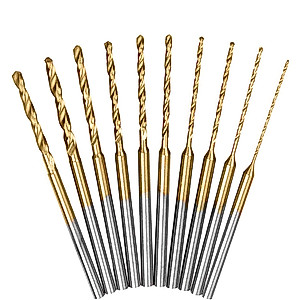 Mini Twist Drill Bits Set - 10Pcs 0.6mm-2.2mm Micro Wood Drill Bit 2.35 Shank Titanium Coated HSS Engraving Drill Bits Hole Drilling Tool for DIY Resin, Beads, Jewelry (10)