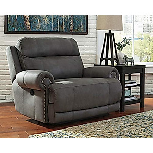 Signature Design by Ashley Clonmel Microfiber Extra Wide Manual Reclining Loveseat, Gray