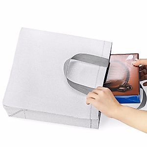 Noamus 40 Pcs 12x11 Inch Glossy Reusable Grocery Bag, Silver Glitter Gift Bags with Handle, Fashionable Non-Woven Bridesmaid Tote Bag, Durable Shopping Bag for Wedding, Bachelorette Birthday Party