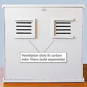 THE REFINED FELINE Cat Litter Box Enclosure Cabinet, Cottage, White, Adjustable Levelers, Large, Hidden Litter Cat Furniture with Drawer