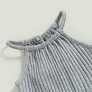 Mubineo Toddler Baby Girl Summer Basic Plain Sleeveless Halter Romper Jumpsuit Overalls Clothes (Grey, 3 Years)