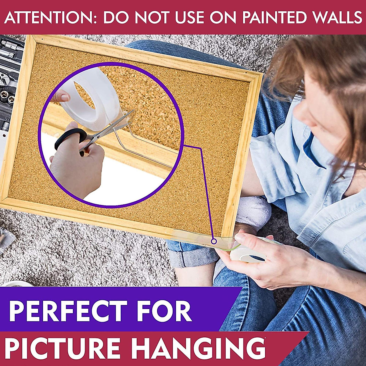 Double Sided Tape Heavy Duty - 17Ft, 1 Inch - Removable Mounting Tape - Strong Adhesive, Washable and Reusable - Wall Tape for Picture Photo Carpet Decoration - Poster Tape Roll