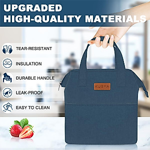KUBYA Lunch Bag Simple Lunch Box for Women Men Insulated Lunch Bag & 1 Storage bag Simple Reusable Lunch Tote Bag for Work, Picnic Beach or Travel (DENIM)