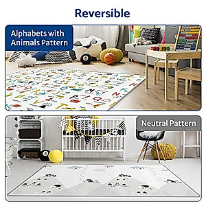 Baby Play Mat 79" X 71",Reversible Waterproof Foldable Foam Floor Playmat for Kids Toddlers, Extra Large Anti- Slip Baby Crawling Mat