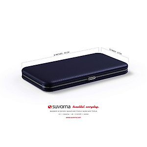 Suvorna Premium Beard & Mustache Scissors Set/Kit with Beard scissors for men - Grooming Scissors men/Facial Hair Scissors/Nose scissors - Eyebrow Scissors - Slant Tweezers (4 Pcs Blue)