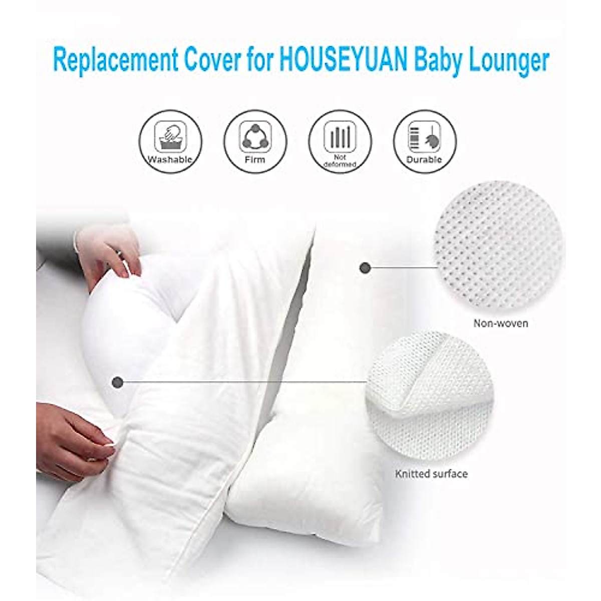 HOUSEYUAN Infant Baby Lounger Replaceable Cover co-Sleeping Newborn Baby Nest Backup Cover Breathable Machine Washable (Off White)