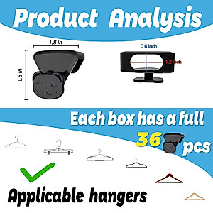 CULASIGN 36 Pack Space Saving Hanger Hooks, Clothes Hanger Connector Hooks, Premium ABS Materials Clothes Organizer, Save 7X Closet Space, Fits All Hangers
