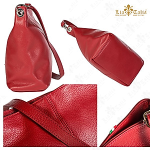 LiaTalia Womens Shoulder Bag - Soft Grained Leather - Medium Size Hobo Handbag Purse Made with 100% Italian Leather - ADAL (Olive Green)