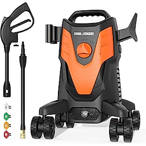 Electric Pressure Washer 1950 PSI 1.58 GPM High Pressure Power Washer Machine with 4 Quick Connect Nozzle, Hose Reel, Detergent Tank Best for Cleaning Homes/Buildings/Cars, Decks, Driveways, Patios