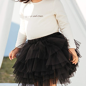 Colorful Childhood Baby Girls Tutu Skirt Toddler 6 Layered Tulle Tutus 1-8T Black Size 5-6T