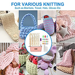 Vodiye 32 Pcs Crochet Hooks Set, Ergonomic 12mm-25mm Large Crochet Hooks for Chunky Yarn, Professional Huge Crochet Needles and Accessories for DIY Crafts, Carpets, Scarves