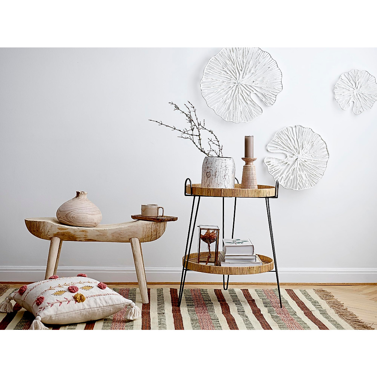 Creative Co-Op Handmade White Coral Shaped Paper & Metal Wall Décor (Set of 3 Sizes)