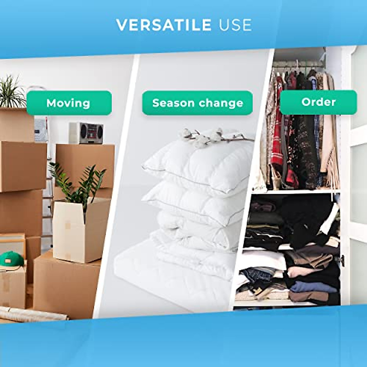 figg Vacuum Compression Storage Bags - XXL (39.37 x 31.49 in) 6 Pack - Leakproof, Carbon neutral and reusable - Vacuum seal bags for Clothes, Pillows, Towel, Blanket and much more