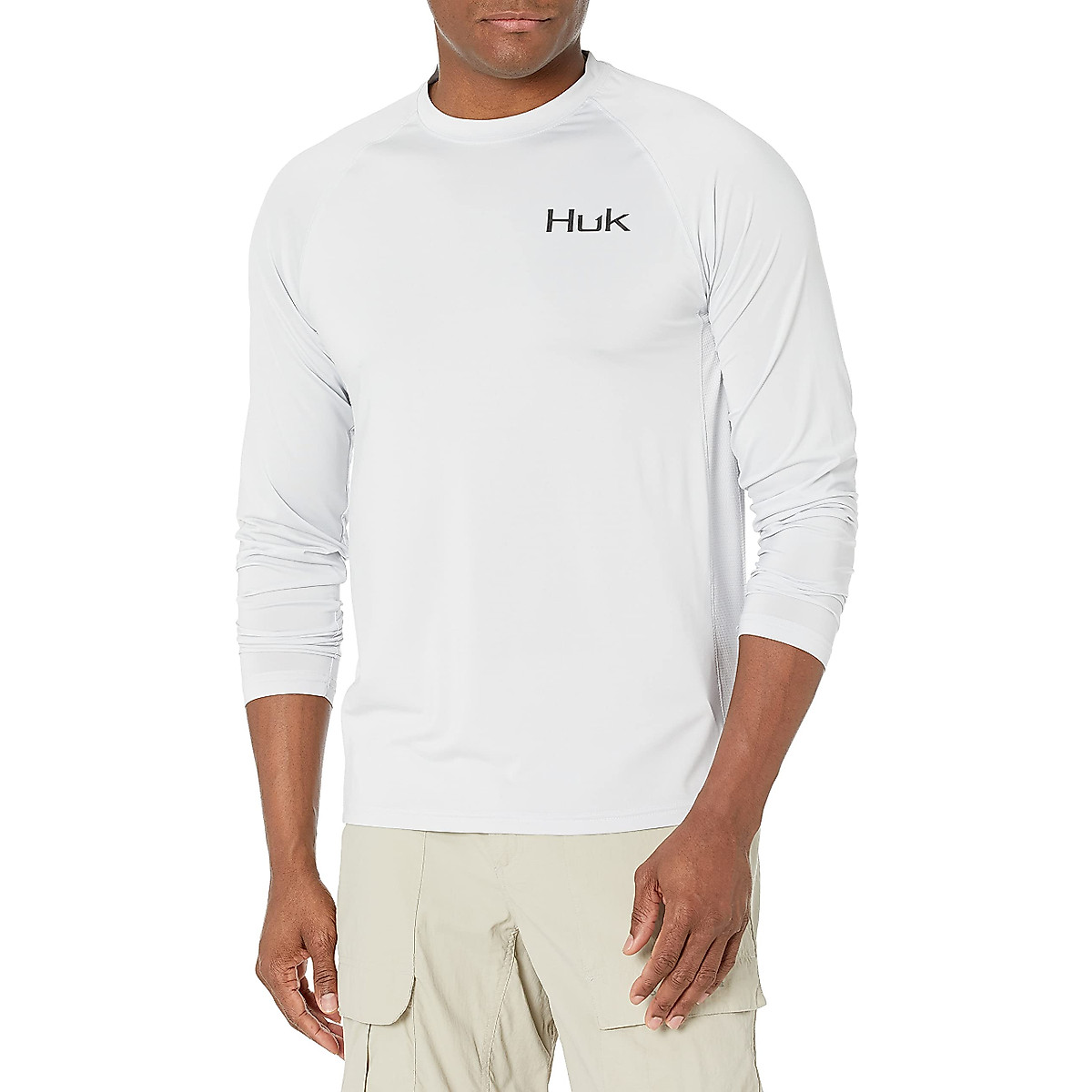 HUK Men's Pursuit Long Sleeve Sun Protecting Fishing Shirt, Tuna Badge-Glacier (New Logo), X-Large