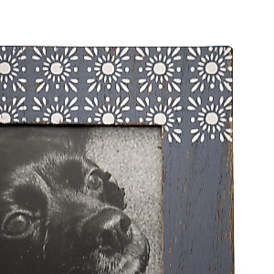 Foreside Home & Garden White Sunburst Pattern 5x7 Inch Blue Wood Decorative Picture Frame