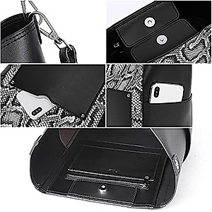 CLUCI Purses and Handbags for Women Vegan Leather Designer Tote Large Hobo Shoulder Bucket Cross-body Bag Snake Pattern with Black